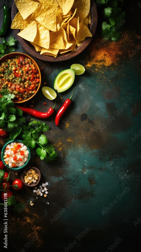 Mexican Food themed background in portrait mode with copy space - stock ...