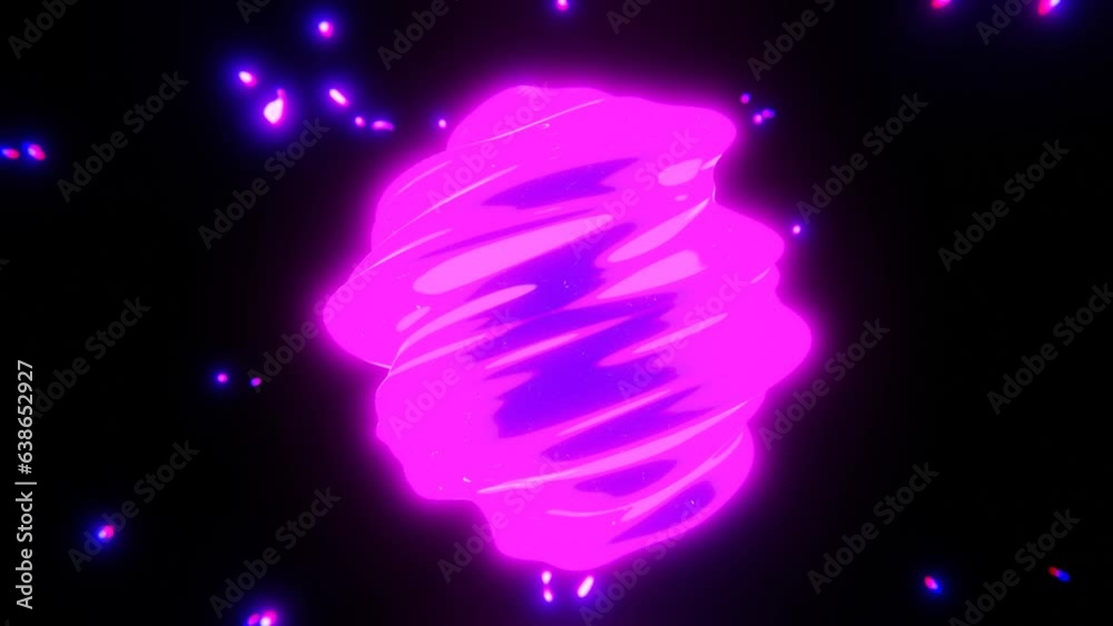 Abstract 3D neon pink and purple wallpaper. Magical morphing sphere ...