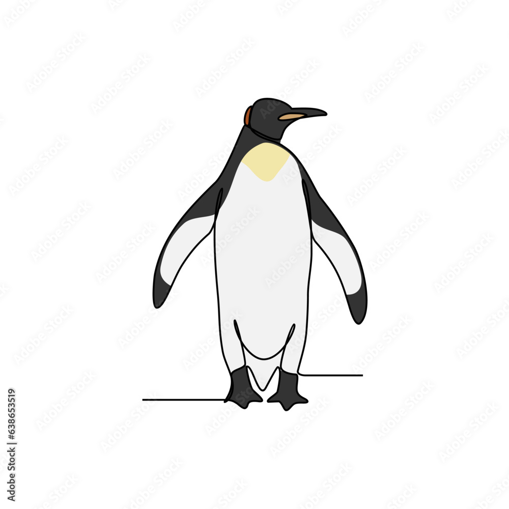 One continuous line drawing of Penguin vector illustration. Discover ...