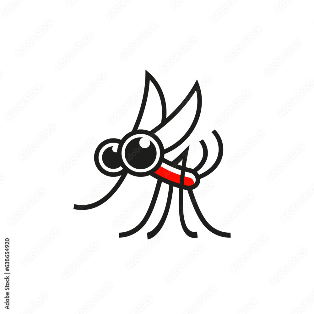 Póster Vector sketch hand drawn mosquito silhouette, line art with ...