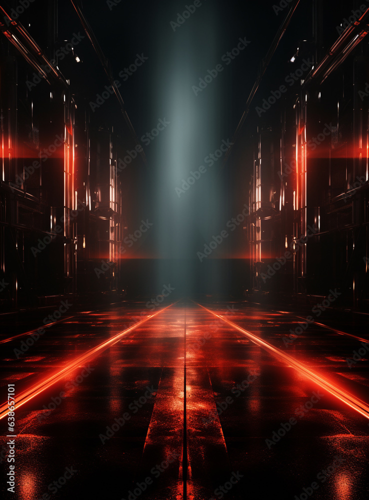 Ai generative Backdrop With Illumination Of Red Spotlights For Flyers ...