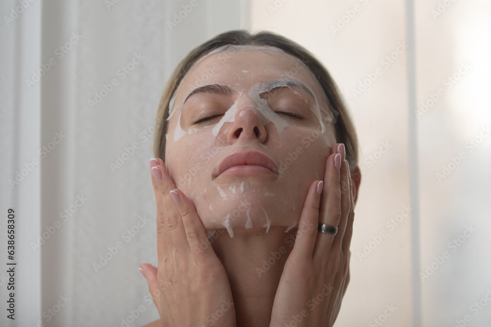 Facial mask. Cosmetics, cosmetology, dermatology. Woman face, cosmetic ...