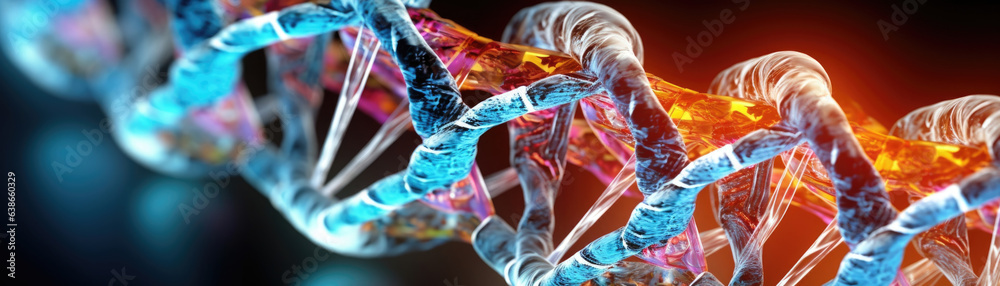 A macro image of a double helix of genetic code composed of two ...