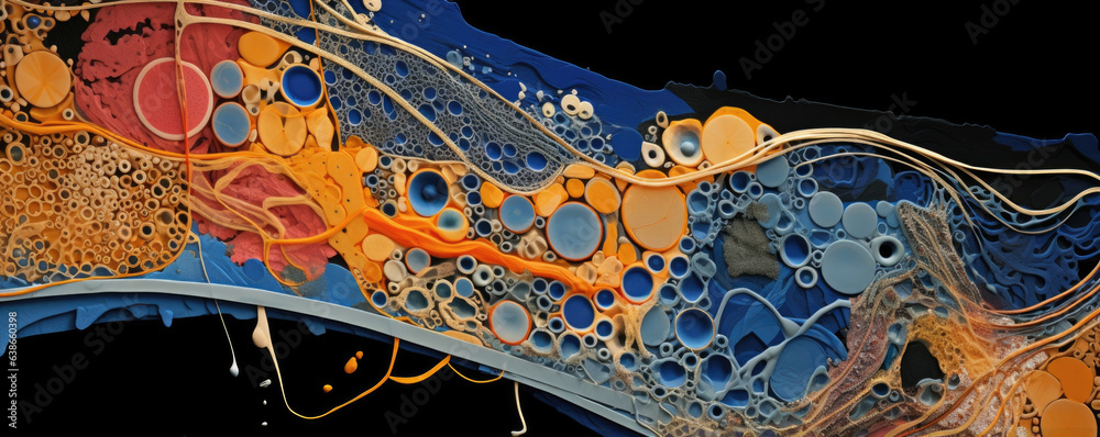A magnified view of a thin section of a mammalian cell membrane reveals ...