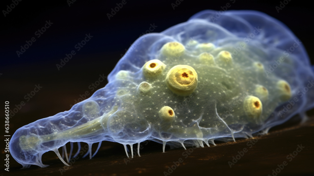 This image is of a singlecellular organism called an amoeba. The ...