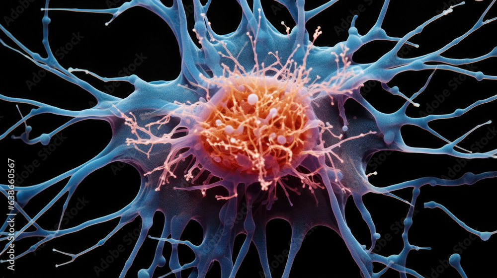 Astrocyte This highmagnification image shows a detailed view of an ...