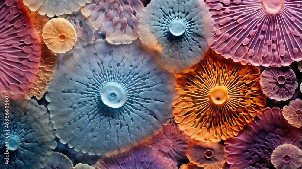 This macro image showcases numerous types of microscopic organisms in a ...