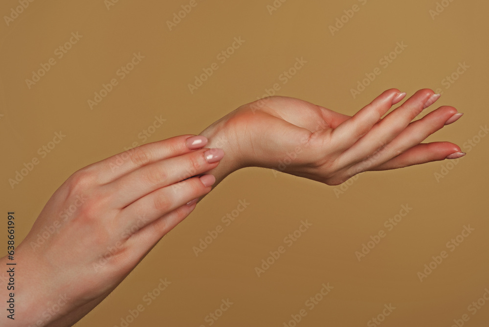 Foto de Reaching touching hands. Reach hand. Sensual touch. Beautiful ...