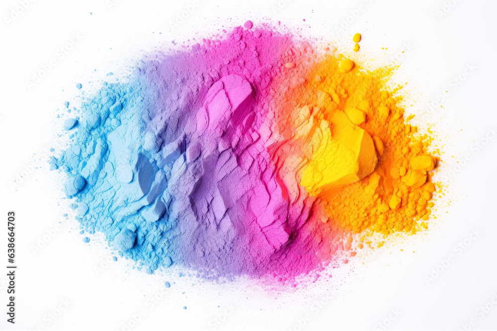 Colorful dust power falling over white background, color palettes ...
