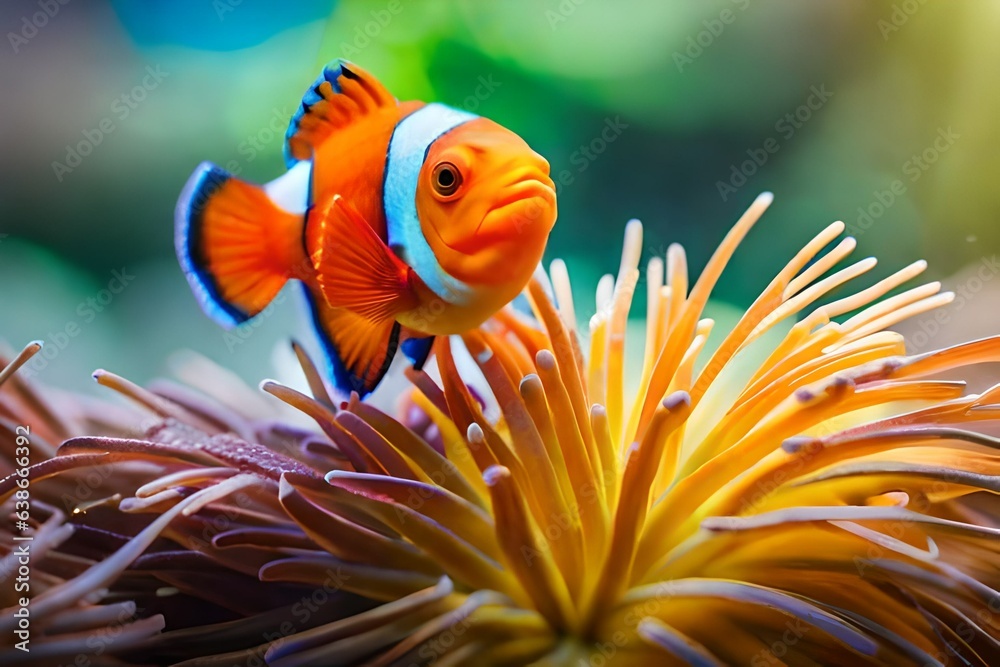 tropical aquarium fish on natural blurred underwater background, macro ...