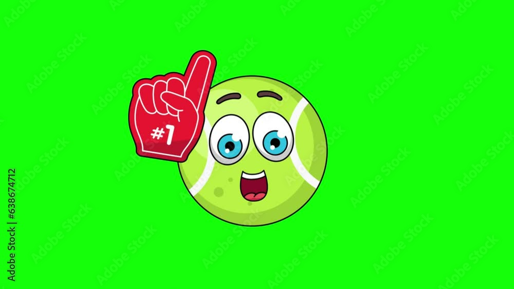 number 1 fan tennis ball cartoon emoticon, looping animation Stock ...