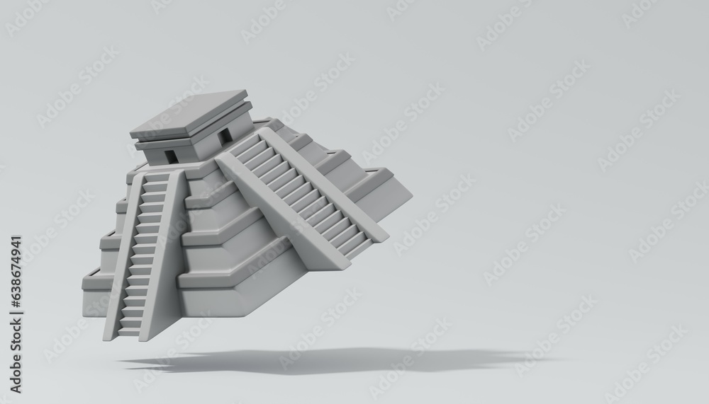 Floating El Castillo, Temple of Kukulcan, Chichen Itza Isolated ...
