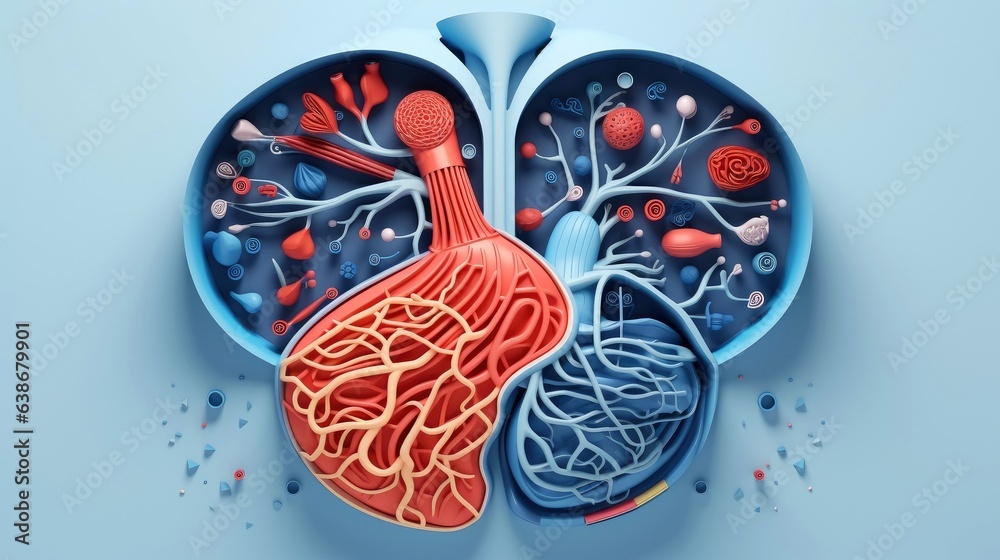 3D illustration mockup of the human organ system, Anatomy, Nervous ...