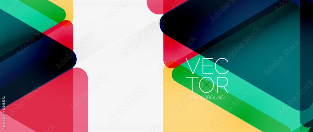 Abstract background. Color transparent triangles in mosaic style with ...