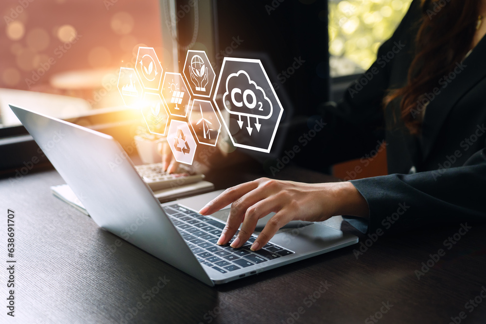 Reduce Co2 Emissions concepts, Global Warming, and Climate Change ...