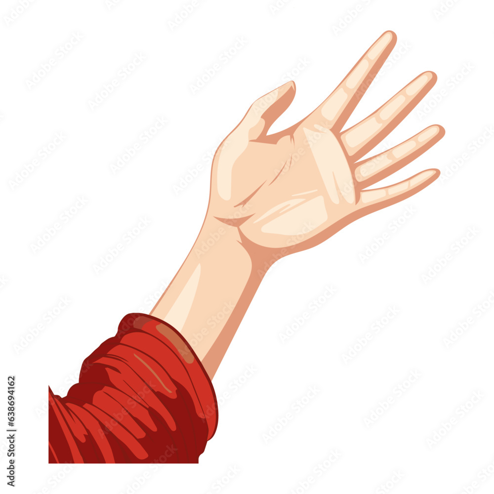 Open the palm of the hand, Vector hand. Fingers showing five. Hi five ...