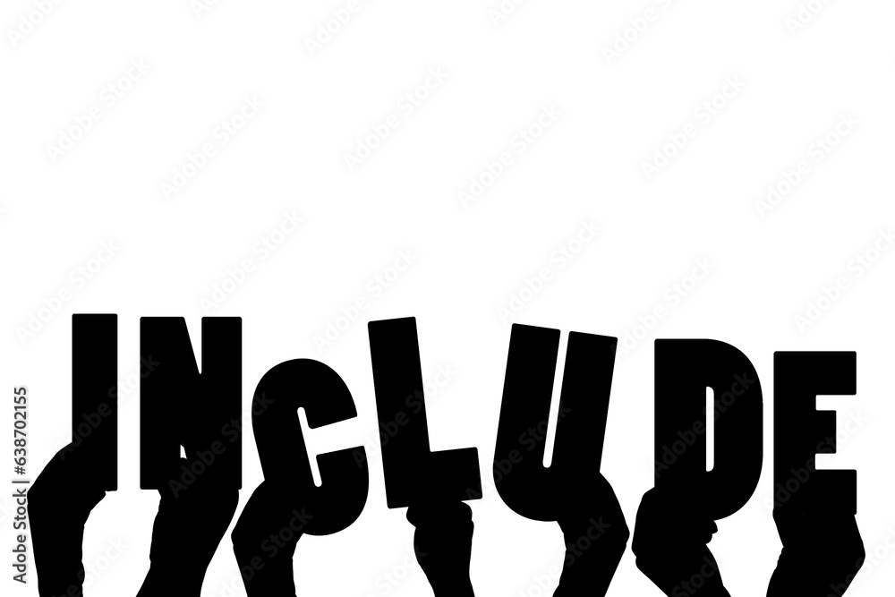 Digital png illustration of hands with include text on transparent ...