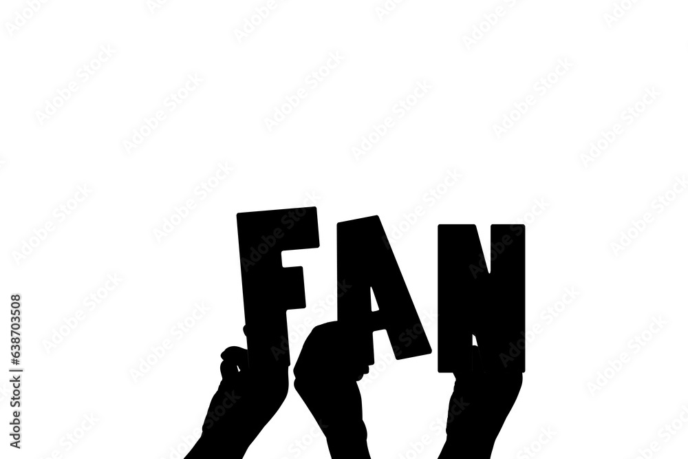 Digital png illustration of hands with fan text text on transparent ...