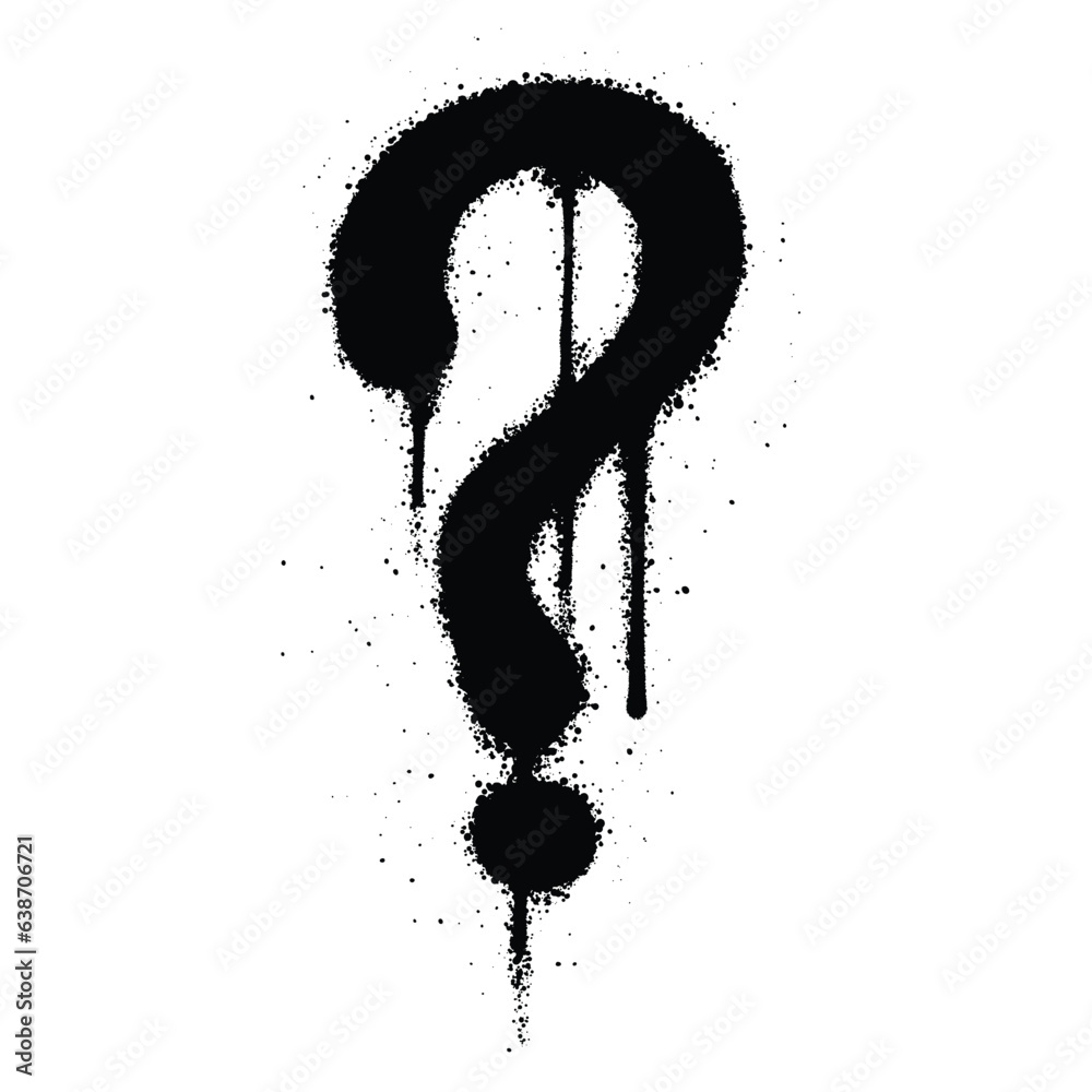Graffiti spray paint Symbol Question Mark Isolated Vector เวกเตอร์สต็อก ...