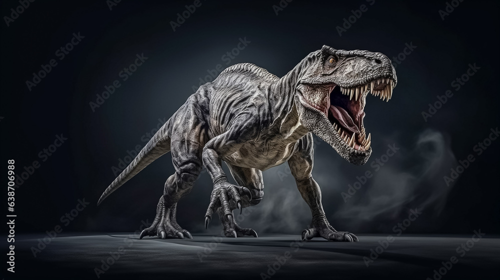 Hyper realistic illustration of carnivore Tyrannosaurus rex or T-rex on ...