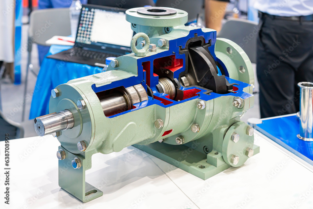 close up cross section sample impeller and other detail inside volute ...