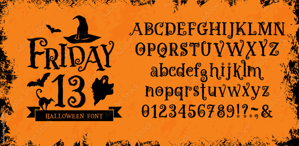 Halloween holiday font, scary type, spooky typeface, witchcraft magic ...