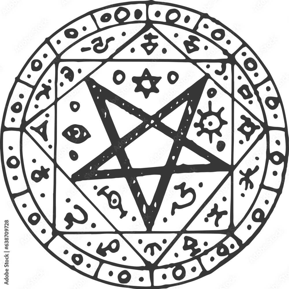Esoteric amulet, tarot magic circle mason talisman. Vector occult ...