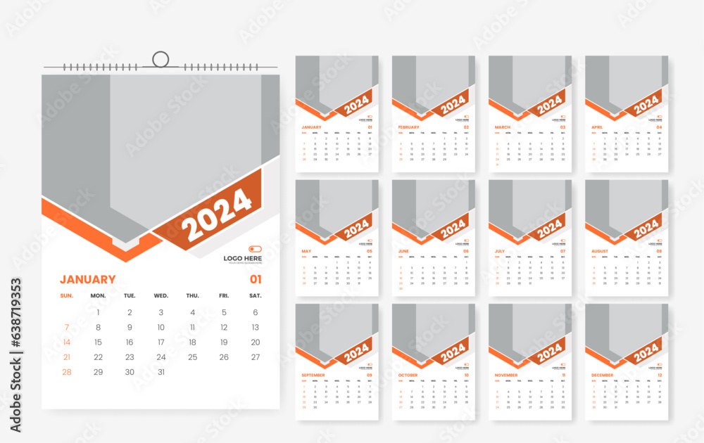 2024 calendar design template, 2024 12 page creative wall calendar ...