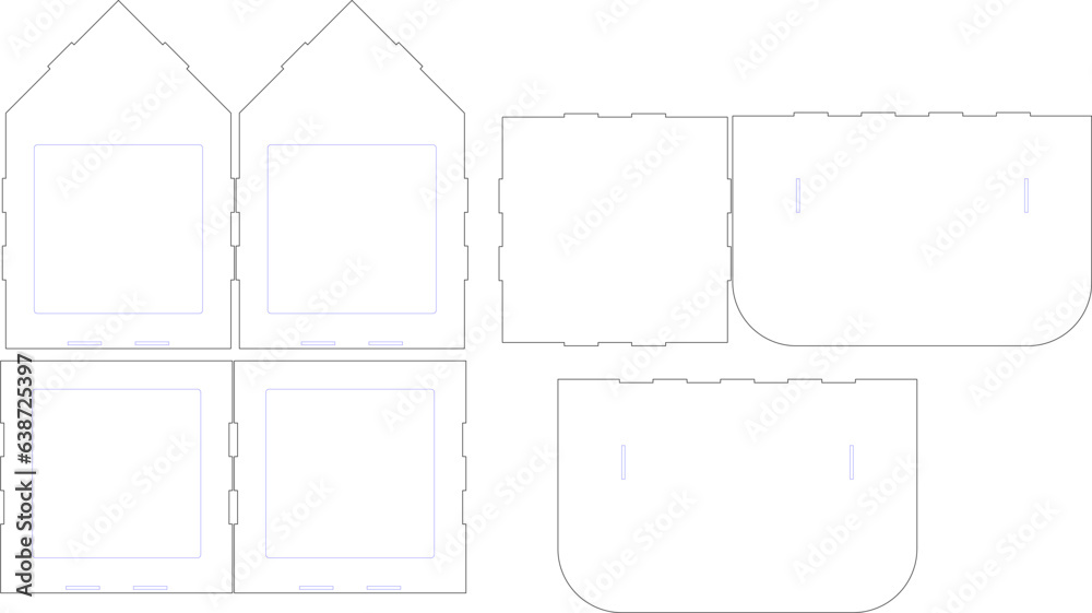 Cnc. laser cutting Bird House. No glue. Vector illustration. Stock ...