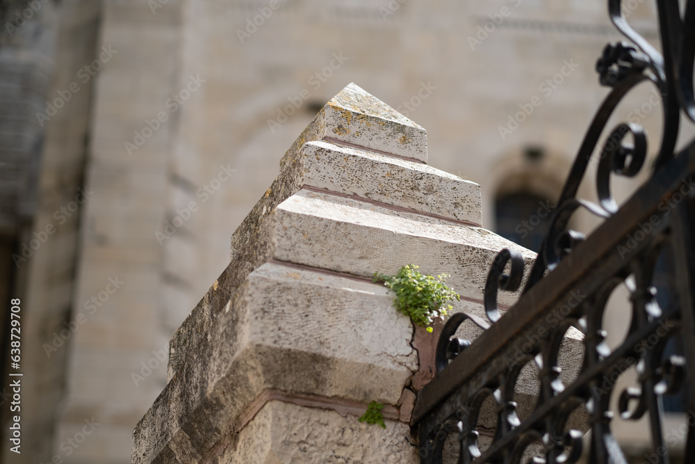 Detail of a stone column from the exterior wall of an old church in ...