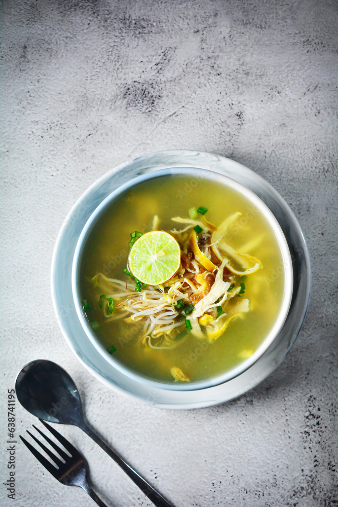 soto ayam, soto ayam or chicken soto is indonesian traditional food ...