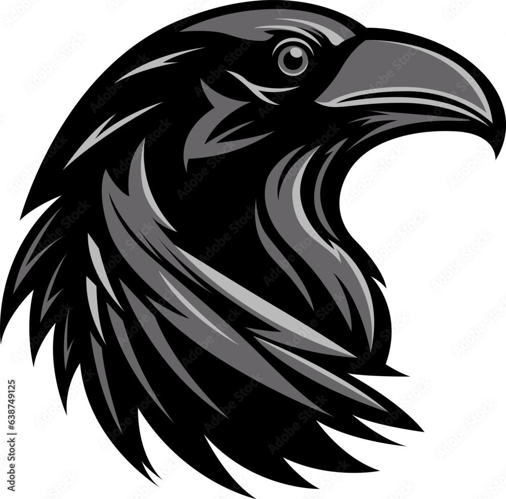 Crow head emblem. Mascot raven bird illustration isolated on white ...