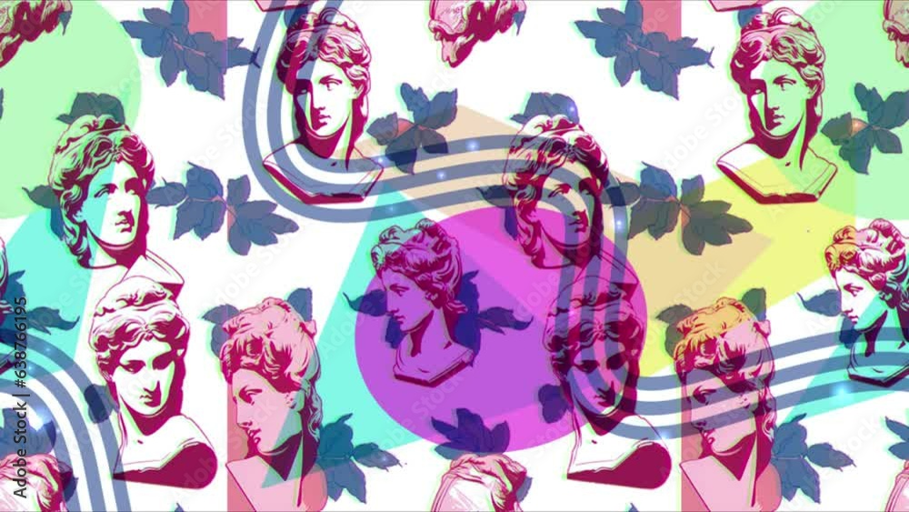 Roman Greek Statue. Venus Head. Risograph style of seamless moving ...