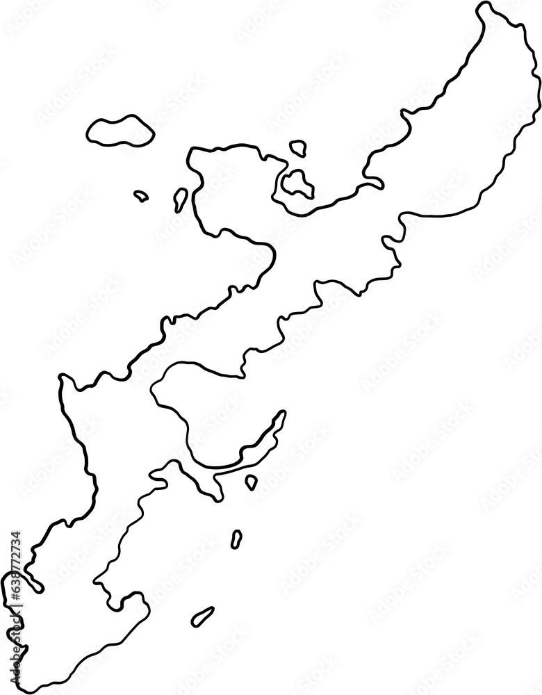 doodle freehand drawing of okinawa island map. Stock Illustration ...