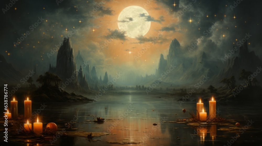 Terrifying Halloween scene with swamp Stock Photo | Adobe Stock