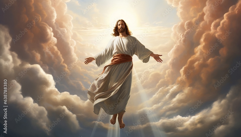 Jesus Christ descends from heaven Stock Photo | Adobe Stock