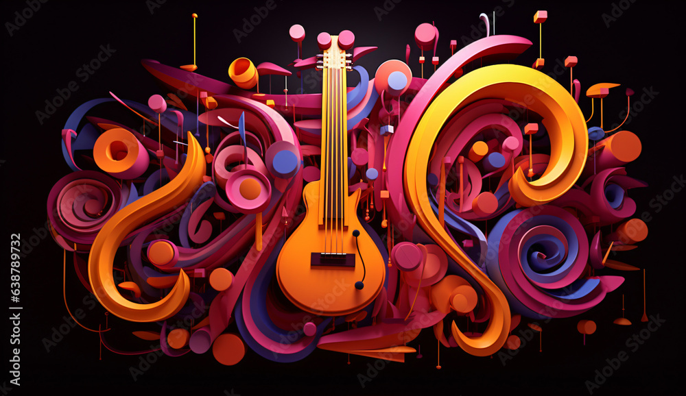 modern multicolor music background with abstract structure and musical ...