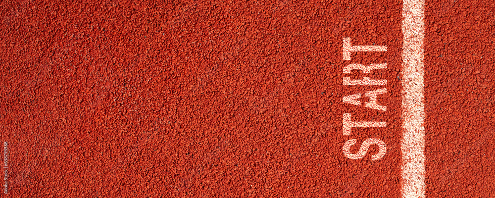 new beginnings concept. white starting line. word start on a running ...