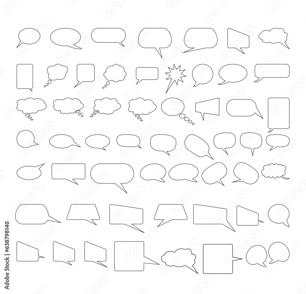 Callout Symbols Outline Speech Bubble Set Comic Speech Doodle Vector