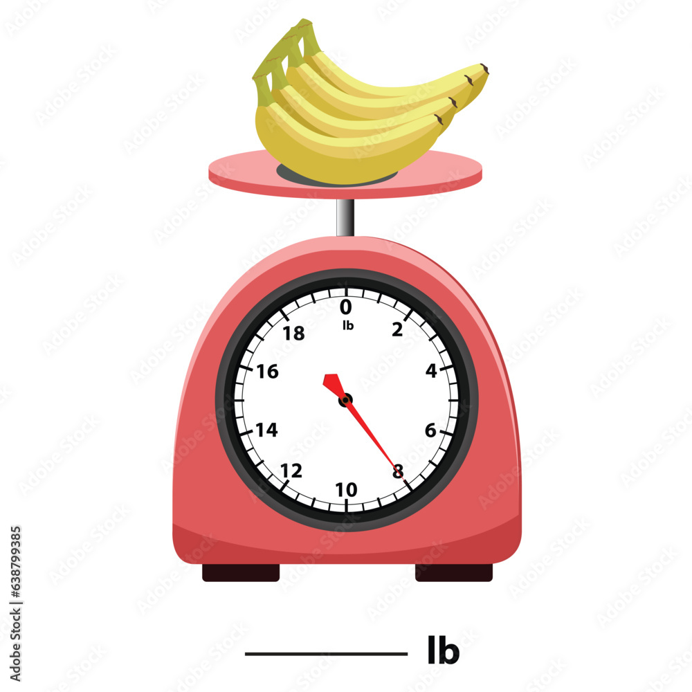 Measuring Scale OZ. Analog weight scale. Banana. isolated on white ...