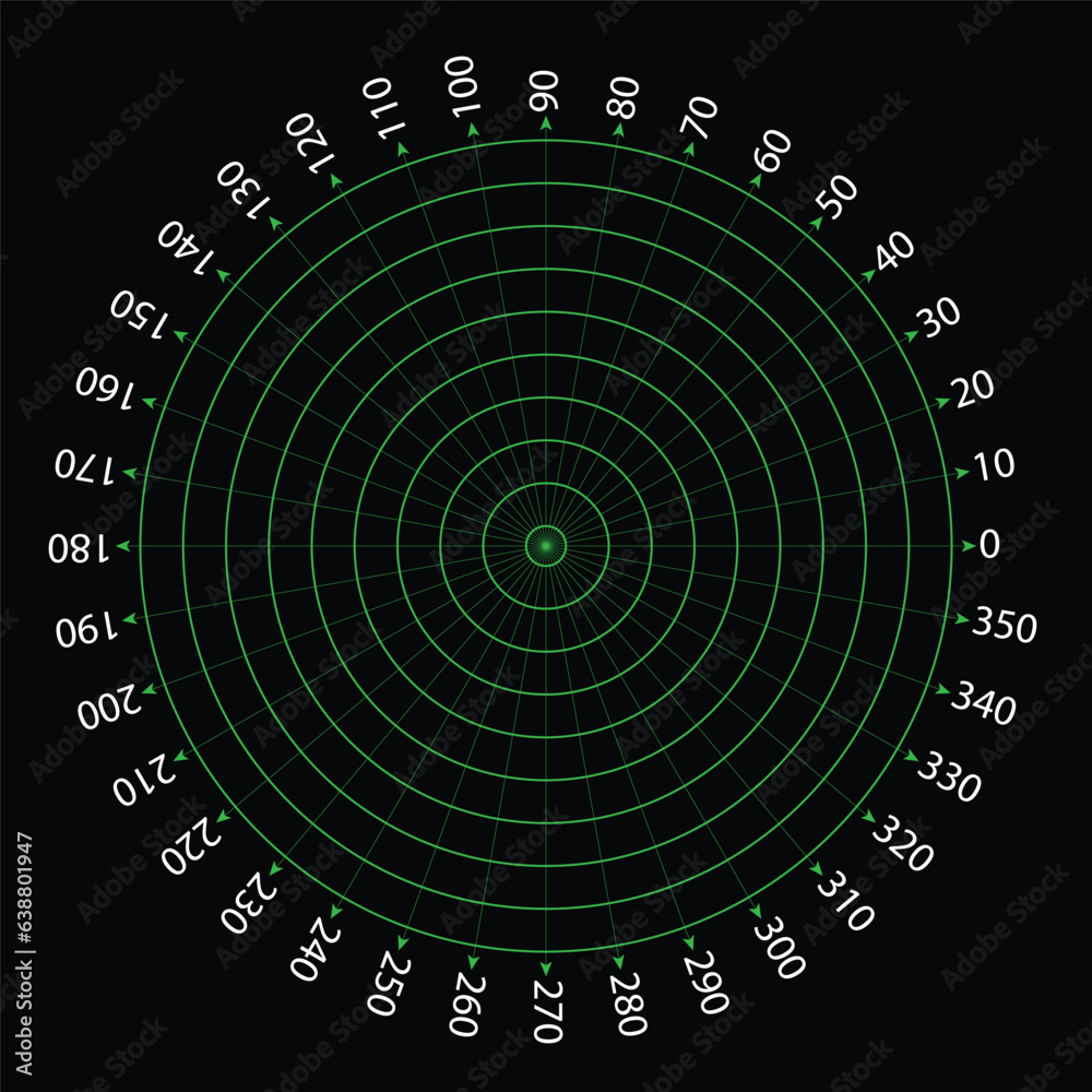 Round measuring circles. 360 degrees scale circle with lines, circular ...
