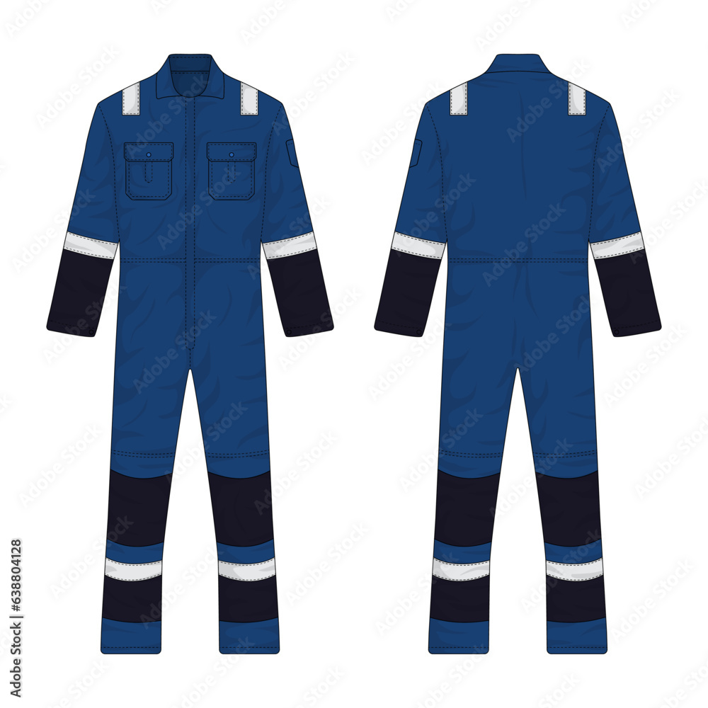 Poster blue workwear mockup front and back view. vector illustration ...