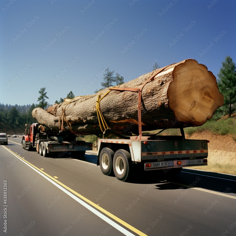 Transporting a giant tree trunk on a cylindrical overhanging load is ...