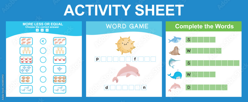 3 in 1 Activity kit for preschool and kindergarten kids with sea ...
