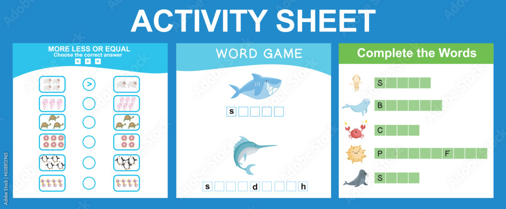 3 in 1 Activity kit for preschool and kindergarten kids with sea ...