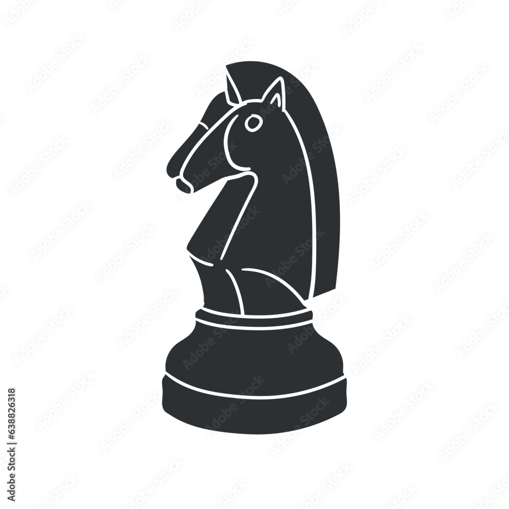 Horse Chess Icon Silhouette Illustration. Board Game Piece Vector ...