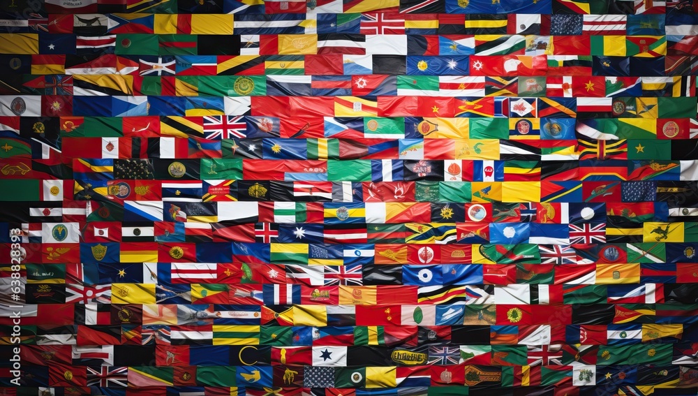 colorful national flags of the world on crumpled paper background Stock ...