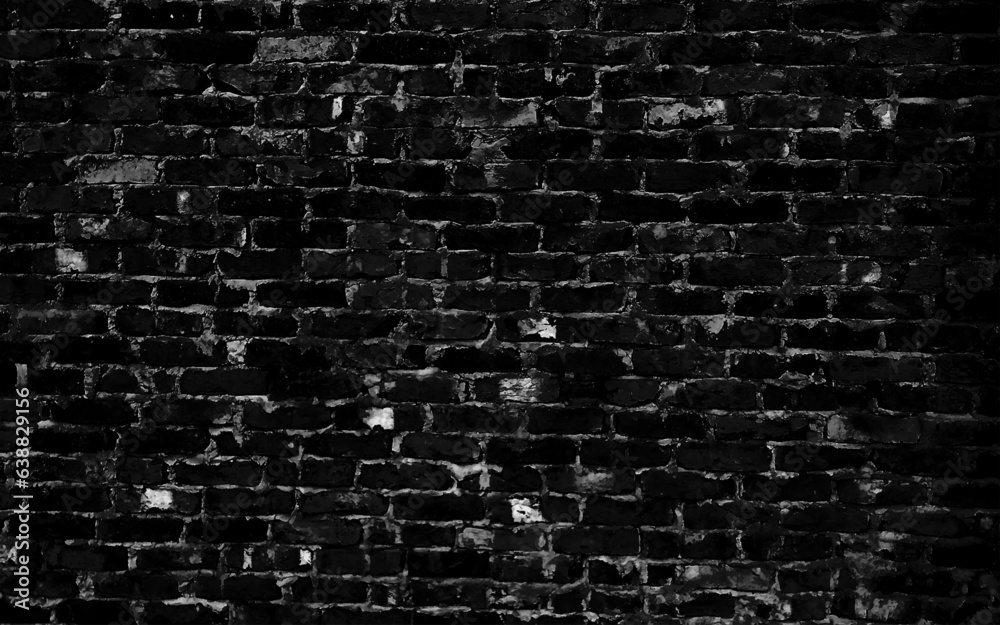 Black brick seamless pattern with light falling from above. Distressed ...