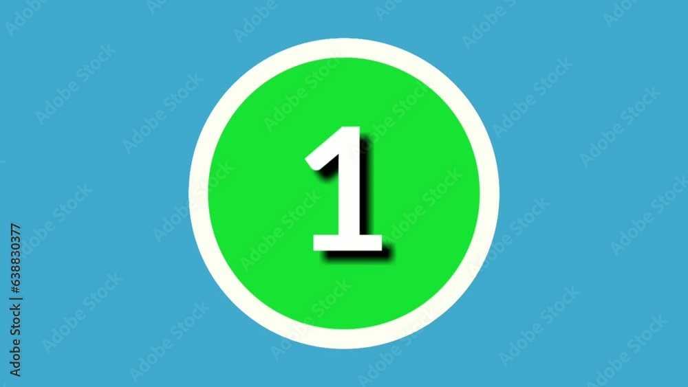 Number 1 one sign symbol animation motion graphics on green circle blue ...