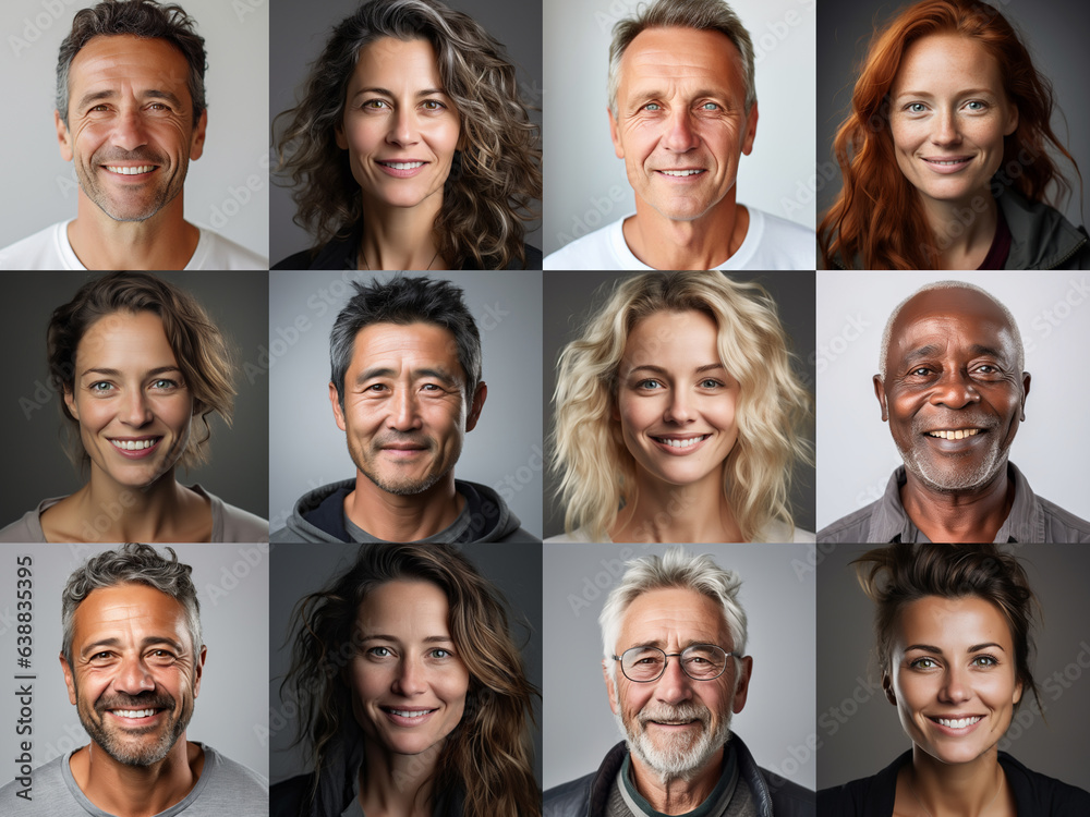 Collage of ethnically different happy people modern portraits, Success ...